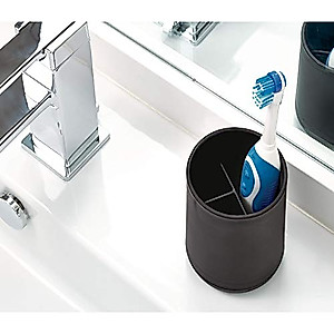 iDesign Cade Holder, Holds Normal Toothbrushes, Spin Brushes, and Toothpaste, 3" x 3" x 4. 5", Matte Black & Cade Holder, Holds Normal Toothbrushes, Spin Brushes, and Toothpaste-White and Gray