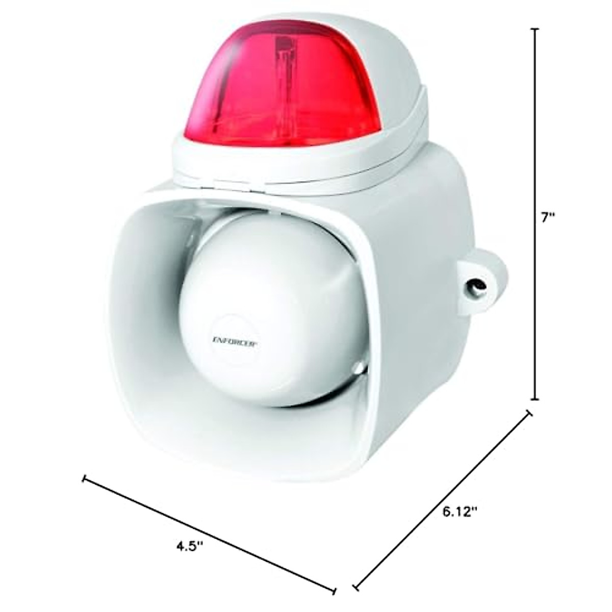 Seco-Larm SH-816S-SQ/R Self-Contained Siren With Strobe Light, 120dB Warble-tone Siren, Audio Input For Broadcasting Messages Or Audio Playback, IP65 Weatherproof, White with Red Light