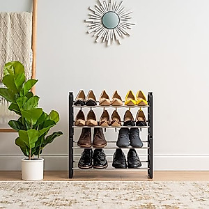 IRIS USA 2-Tier Shoe Rack, Up to 6 Pairs, Shoe Organizer for Closet Entryway Small Space, Shoe Storage Shelf, Tall Metal Shoe Rack, Shoe Stand, High-Heels