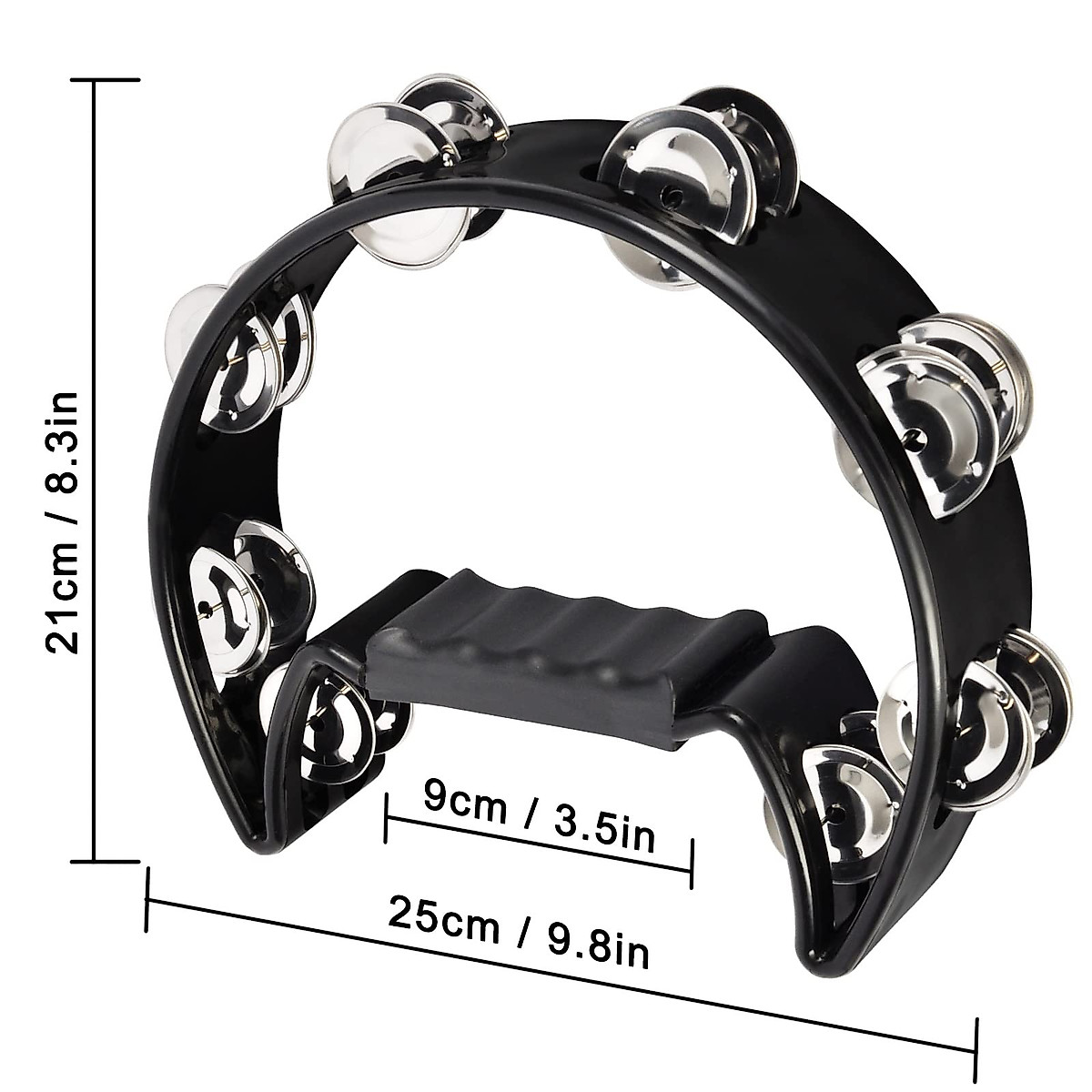 EastRock Tambourine,Metal Jingles Hand Held Percussion Half-Moon Tambourine and Egg Shakers for Kids, Adults, KTV, Party BLACK