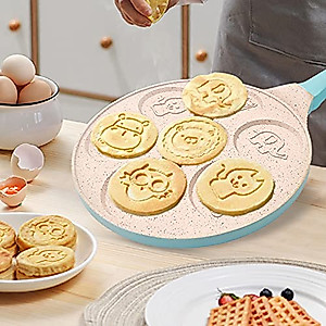 Nonstick Pancake Pan for Kids, Egg Pancake Molds Griddle Pan Stovetop Kids Pancake Maker Pan for Pancakes Flapjack Maker Blini Pan Nonstick Griddle Pan Tortillas