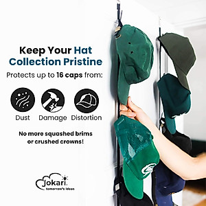 Cap Rack 2 Pack - Holds up to 16 Caps for Baseball / Ball Caps - Best Over Door Closet Organizer for Men, Boy or Women Hat Collections - Display Racks With Clips, Perfect Holder and Storage