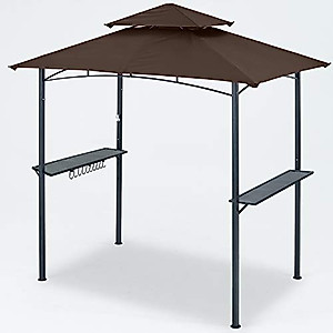MASTERCANOPY  8 x 5 Grill Gazebo Outdoor BBQ Gazebo Canopy with 2 LED Lights (Brown)