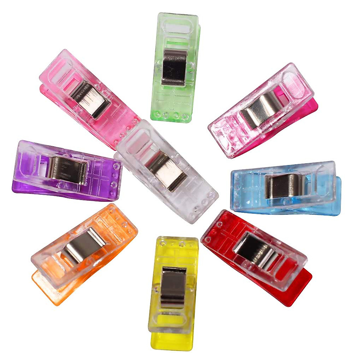 YICBOR Bias Tape Maker Set 6mm 9mm 12mm 18mm 25mm Fabric Bias Binding Maker with 100pcs Colorful Multipurpose Sewing Clips for DIY Sewing Crafting Quilting Tools Kit