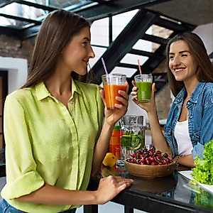 Jovitec 50 Pieces Reusable Drinking Straw Thick Plastic Straws with Cleaning Brush Straw Cleaner (11 Inch, Multi Color 2)