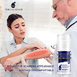 Silicone Scar Cream with Medical Grade Silicone Stretch Mark Cream Treatment - Formula Scar Gel Works for C-Section, Stretch Marks, Keloid, Acne - Surgical Scars Effective, Old and New Scars - 30g