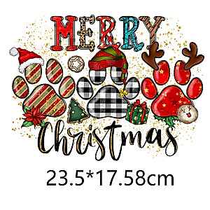 2 Sheets Christmas Iron On Transfers Christmas Iron on Decals Patches for Clothing Funny Design Season Heat Transfer Stickers for T-Shirts New Year Holiday Clothes DIY Applique Decor
