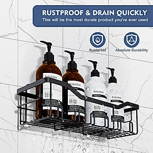 Hometu Adhesive Shower Caddy,6 Pack Rustproof Stainless Steel Bath Organizers With Large Capacity,Suction Cup Versatile Hanging Shelf,No-Drilling Bathroom Shower Organizer,Heavy Duty Shower Holder