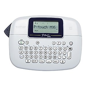 Brother PT-M95 Label Maker, P-Touch Label Printer, Handheld, QWERTY Keyboard, Up to 12mm Labels, Includes 12mm Black on White Tape Cassette