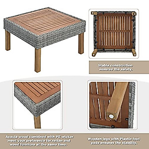 Merax 9 PCS Patio Conversation PE Rattan Wicker Outdoor Sofa Set with Table and Cushions, Gray(New)