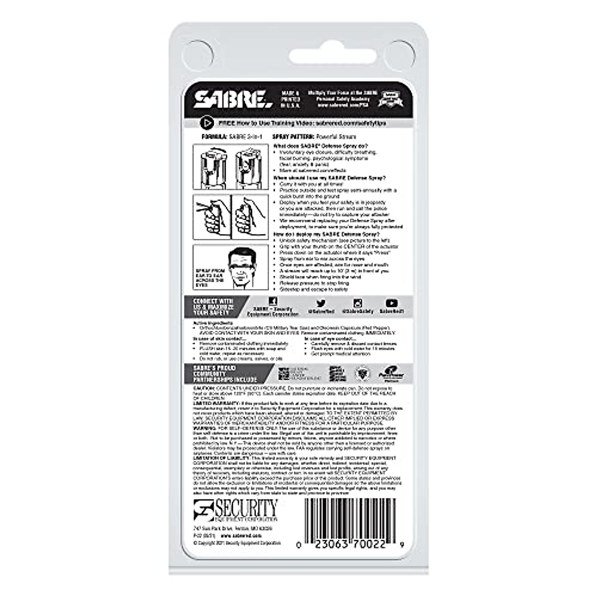 SABRE Advanced Pepper Spray for Self Defense, 3-in-1 Formula with Maximum Strength Pepper Spray, CS Military Tear Gas, UV Marking Dye, Fast Access Easy Carry Belt Clip, 35 Bursts, 0.67 fl oz, 2 Pack