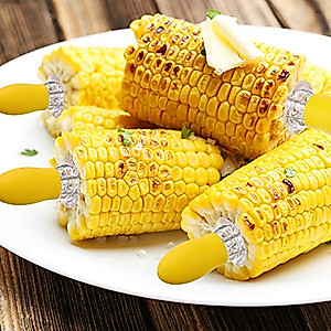 14 Pieces Corn Barbecue Set, Including Corn Trays, Corn Holders and Oil Brush for Barbecue and Kitchen Restaurant Use