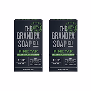 Pine Tar Bar Soap by The Grandpa Soap Company | The Original Wonder Soap |Vegan, 3-in-1 Cleanser, Deodorizer & Moisturizer | 3.25 Oz. Each â€“ 2 Pack