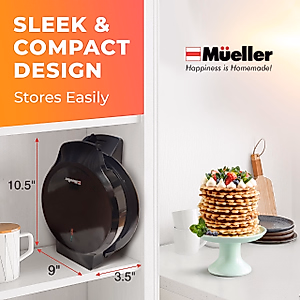 Mueller Heart Waffle Maker, 5 Belgian Waffle Iron, Adjustable Browning Control, Cool Touch Handle, Compact and Easy to Clean, Great Valentines Day Gift