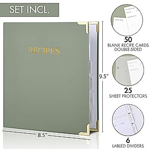 Aesthetic Recipe Binder with Waterproof Cover - The Perfect Recipe Book with Plastic Sleeves to Write in Your Own Recipes - Quality Blank Cookbook Binder to Organize Your Recipes - Recipe Cards incl.