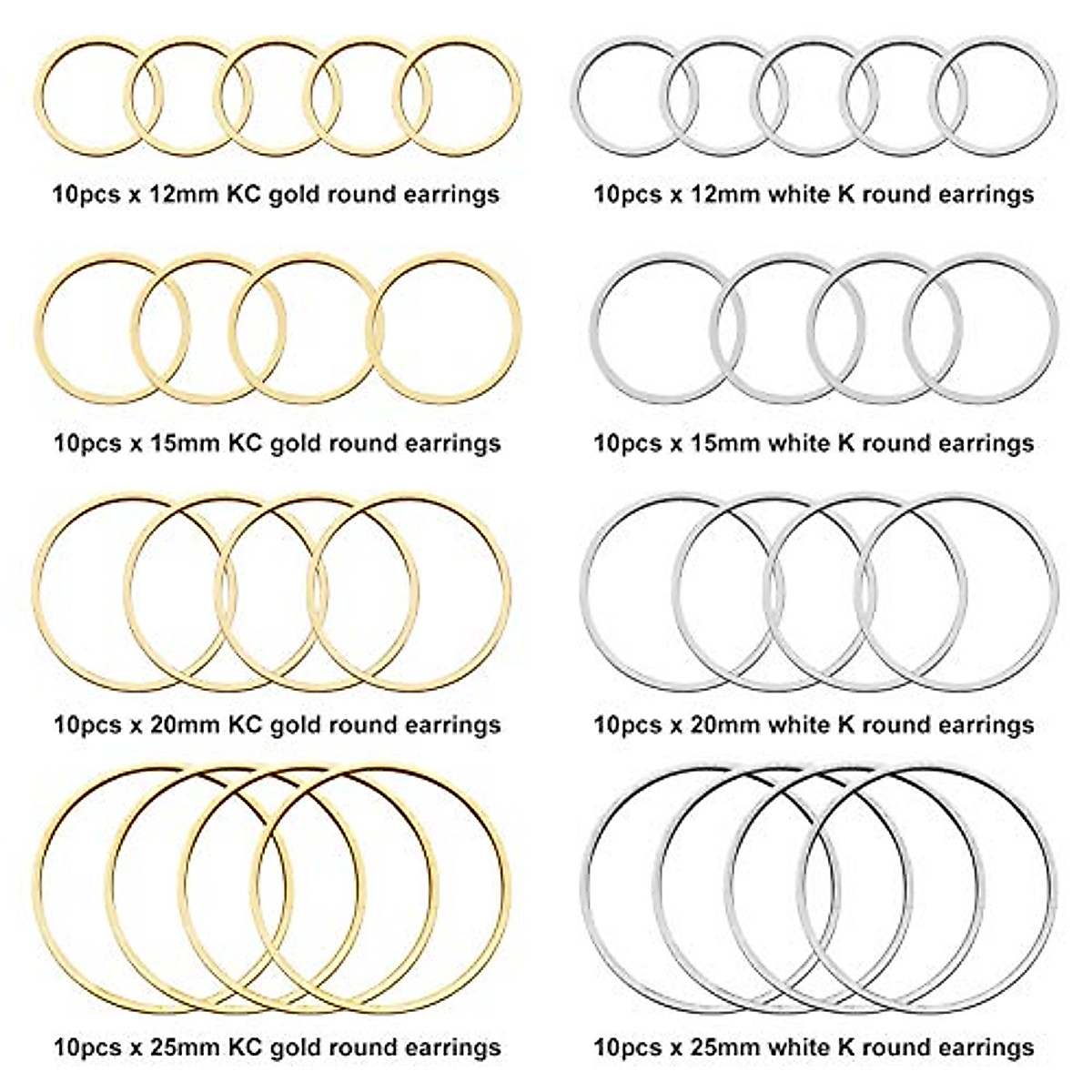 80pcs Earrings Beading Hoop Earring Circle Round Beading Hoop Earring Finding Open Bezel Pendant Frame for Jewelry Making DIY Earring
