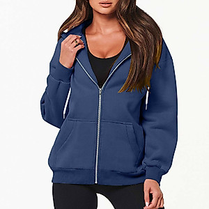 Today Deals Today Womens Hoodies Fall Fashion Hooded Jacket Trendy Oversized Sweatshirts Casual Zip Clothes Y2k Cute Teen Girls Clearance