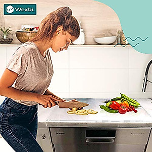 Acrylic Cutting Board for Kitchen with Lip, Non Slip cutting board (Clear Acrylic) by Wexbi, 24 x 18 inch