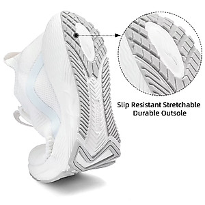 Lamincoa Women's White Running Shoes Walking Sneakers Slip On Breathable Tennis Shoes Memory Foam for Athletic Gym Workout,7