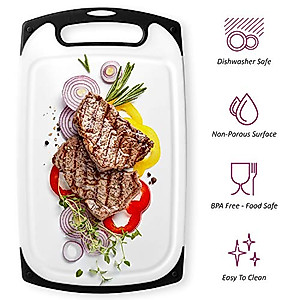 Cutting Boards for Kitchen - Plastic Cutting Board Set with Juice Groove - Set of 4 (Black Trim)…