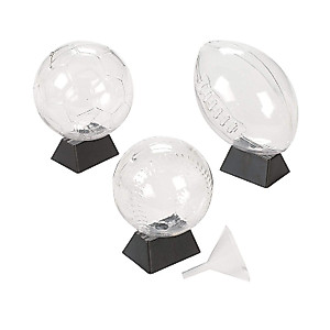 Fun Express Sports Sand Art Bottles - Set of 12 - Baseballs, Soccer Balls and Football Shapes - DIY Crafts for Kids - VBS Vacation Bible School Supplies/Decor