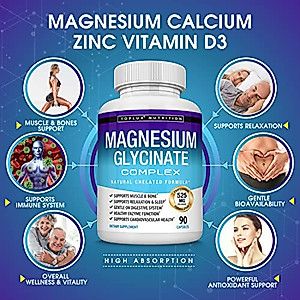 Toplux Magnesium Zinc Calcium Vitamin D3 Complex – Essential Minerals Formulated for Immune System Support, Sleep, Muscle Relaxation & Recovery, Strong Bones, for Men Women, 100 Tablets