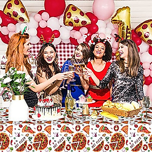 PHOGARY 3 Pack Pizza Tablecloth, Plastic Pizza Theme Table Cloths Picnic Table Cover, Hot Pizza Party Decorations Ideal for Kids’ Birthday, Pizza Decor Parties Supplies Carnival Party