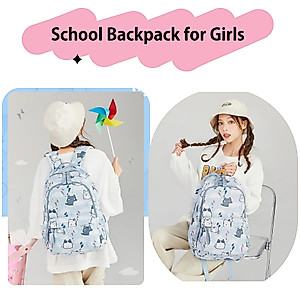 Cute Cat Casual Daypack Teens Elementary School Backpack Students Bookbag for Girls Boys