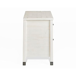 Baja Night Stand / 2 Drawer / Solid Wood / Rustic Bedside Table for Bedroom, Living Room, Sofa Couch, Hall / Metal Drawer Pulls, Shabby White