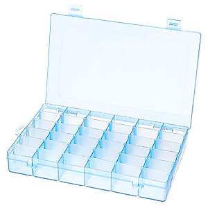 Emoly Plastic Jewelry Box Storage Organizer Container with Adjustable Dividers 36 Grids Blue