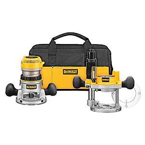DEWALT Router, Fixed and Plunge Base Kit, Soft Start, 12-Amp, 24,000 RPM, Variable Speed Trigger, Corded (DW618PKB)