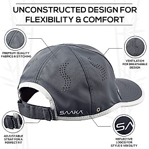 SAAKA Lightweight Sport Hat for Men. Fast Drying, Stays Cools. Best for Running, Tennis, Golf & Working Out. (Graphite)