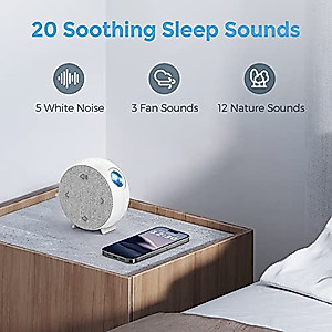 Brown/Pink/White Noise Sound Machine for Sleep- Breathing Nightlight, Auto-Off Timer & Portable Sleep Sound Machine with Travel-Friendly Design for Baby, Kids, Adults