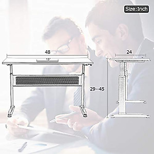 Adjustable Standing Desk, Computer Desk Height Converter Desk Computer Workstation Large Desktop Stand Up Desk Laptop Sit-Stand Desk Fit Dual Monitor for Home Office,Black (47.2'')