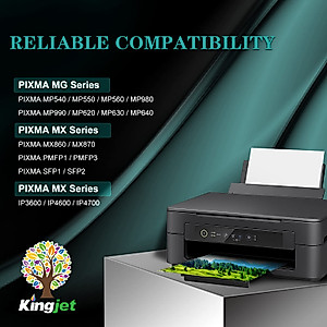 Kingjet Compatible Ink Cartridge Replacement for Canon 221 CLI-221 Work with Pixma IP3600 IP4600 IP4700 MX860 MX870 MP560 MP620 MP620B MP640 MP980 MP990, 9 Pack, (CLI221 Ink: 3C 3M 3Y)