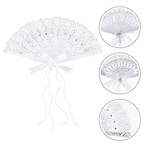 FOMIYES Lace Peal Fan Folding Hand Fans Wedding Bride Fan Dance Fan Decorative for Performance Wedding Dancing Church Party