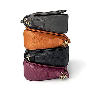 KEDZIE Camden Classic Mini Messenger in Vegan Leather Crossbody Bag Cell Phone Purse for Women - Black