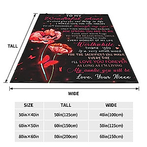 FAIVHSO Aunt Gifts Blanket Best Aunt Ever Gifts - Aunt Gifts from Niece, Aunt Birthday Gifts, Aunt Blanket Gifts, Flowers Throw Blankets 60" x 50"