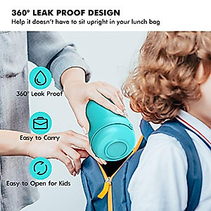 DaCool Insulated Lunch Container Kids Food Thermos 16 oz with Handle Leakproof Vacuum Stainless Steel Keep Food Warm Container to Keep Lunch Hot Food Jar Bento for Girls Boys School Picnic Cyan-Blue