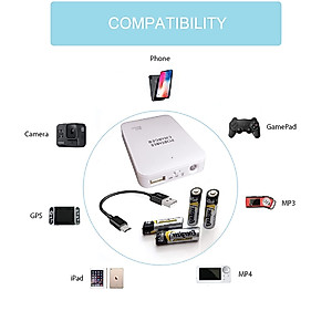 Bytcew Portable AA Battery Holder Box Case USB Port for Travel Emergency Charger with Switch and LED Light, Charger for Phone, Power Supply for MP3/MP4 player, iPod, Fairy Strip Lights