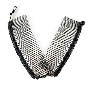 HairZing Stretchy Banana Hair Clip - Sturdy Hold, No Damage, Creases or Pain (Satin Cord) (Black, Large)