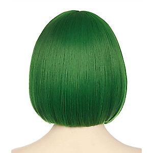 Bopocoko Green Wig Short Green Wigs for Women St Patricks Day Green Bob Wig with Bangs Natural Cute Synthetic Wigs for Halloween BU110GR