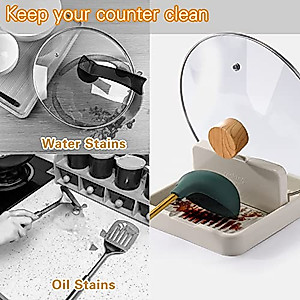 AIERSA Spoon Rest with Lid Holder for Stove Top (1 Pack)Spatula Ladle Pot Lid Utensil Rest for Countertop,Kitchen Gadgets Accessories for Cooking