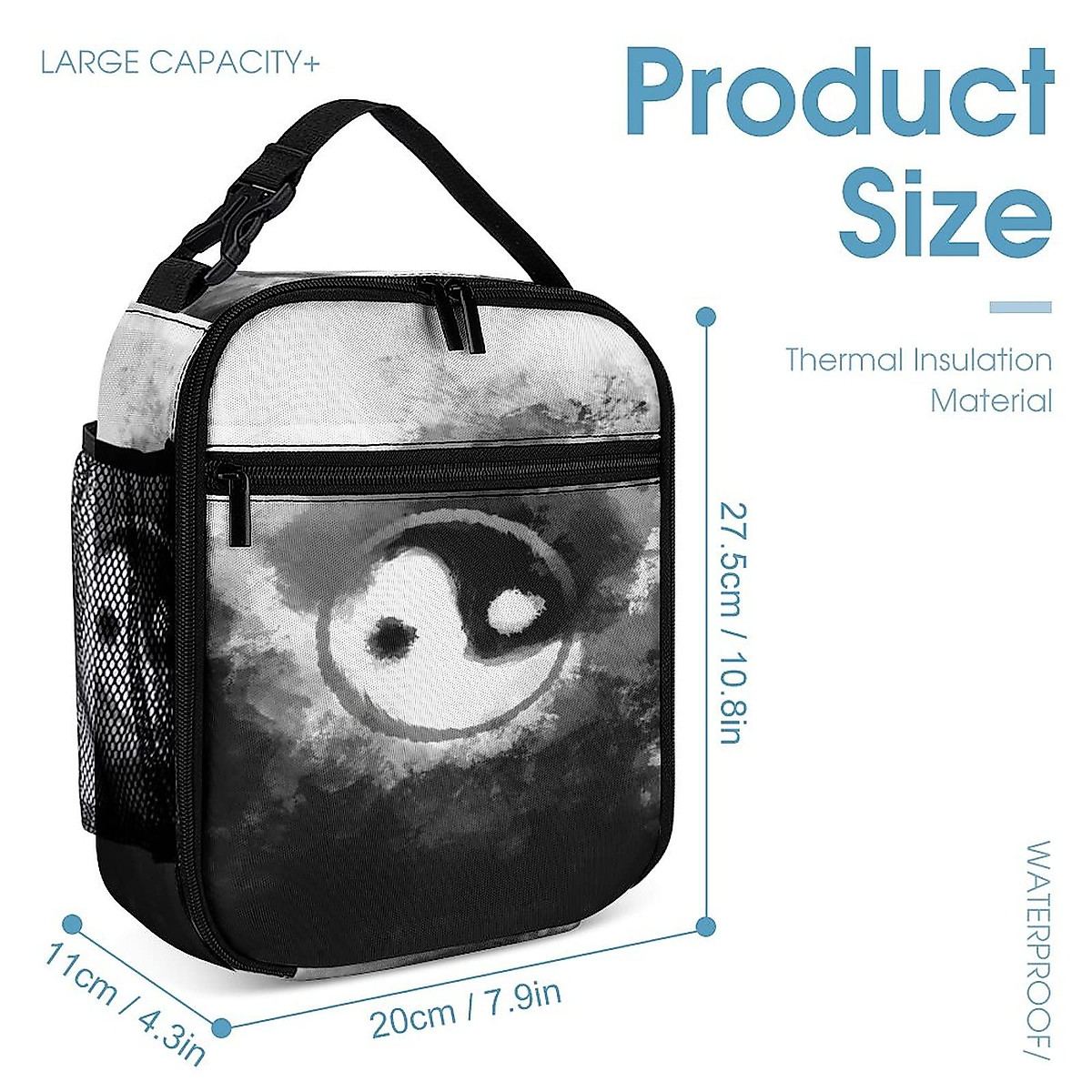 MINBHEBYUD Abstract Yin Yang Lunch Bag for Men Women Adults, Insulated Lunch Bags for Office Work, Reusable Portable Lunch Bag