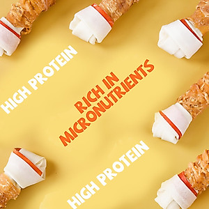 Pawmate Large Size Chicken Wrapped Rawhide Bones for Large Breed, Long Lasting Chew with Taurine Dog Treats Teeth Cleaning Snacks for Medium Large Dogs 5 Counts