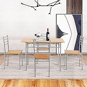 Dining Table Set Kitchen Table and Chairs for 4 Kitchen Table Dining Room Table Set Home Furniture Rectangular Modern Chairs with Metal Legs/Wood Table Top for Breakfast Nook Kitchen Dining Room