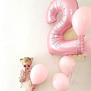 40 Inch Balloon Number 2 Pastel Pink, Large Foil Light Pink Number Balloons Set 0-9 for Girls Women, Digital 2 Helium Balloons for Girls 2nd Birthday Graduation Princess Party Decorations