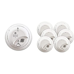 First Alert BRK 9120B6CP Hardwired Smoke Alarm with Backup Battery, 6-Pack & BRK SC9120B Hardwired Smoke and Carbon Monoxide (CO) Detector with Battery Backup, 1 Pack