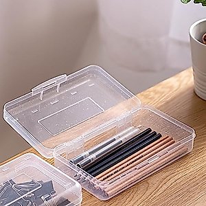 CENGNIAN 1 Pack Large Capacity Clear Pencil Box, Clear Pencil Case, Plastic Crayon Box, Pencil Cases, Plastic Pencil Case, Plastic Pencil Box, Crayon Box Storage, Hard Pencil Case