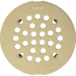 TRUSTMI 4-1/4 Inch Snap-in Shower Floor Drain Replacement Cover, Brushed Gold